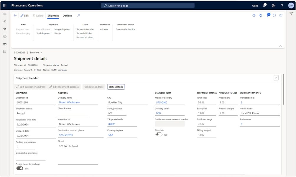 Winfosoft Small Package Shipment Module for Dynamics 365 F&O